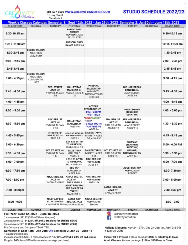 Schedule - CRE8IVITY