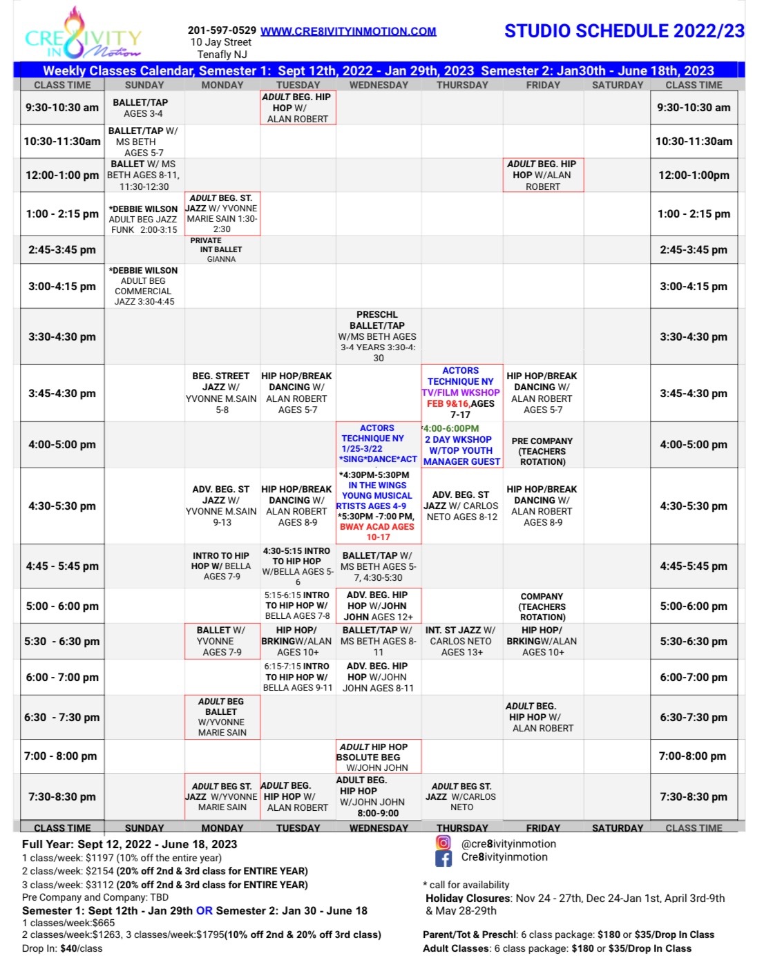 Schedule - CRE8IVITY