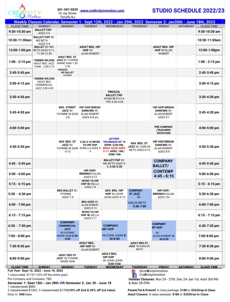 Schedule - CRE8IVITY