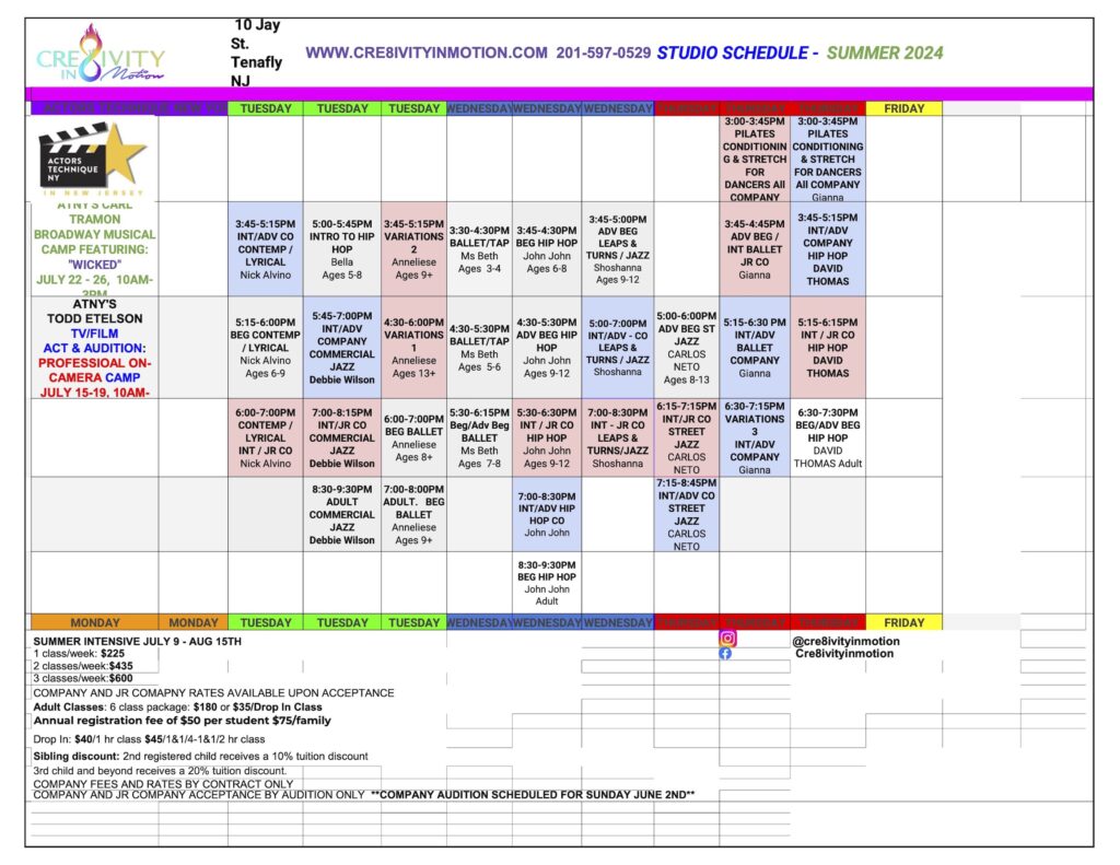 Schedule - CRE8IVITY