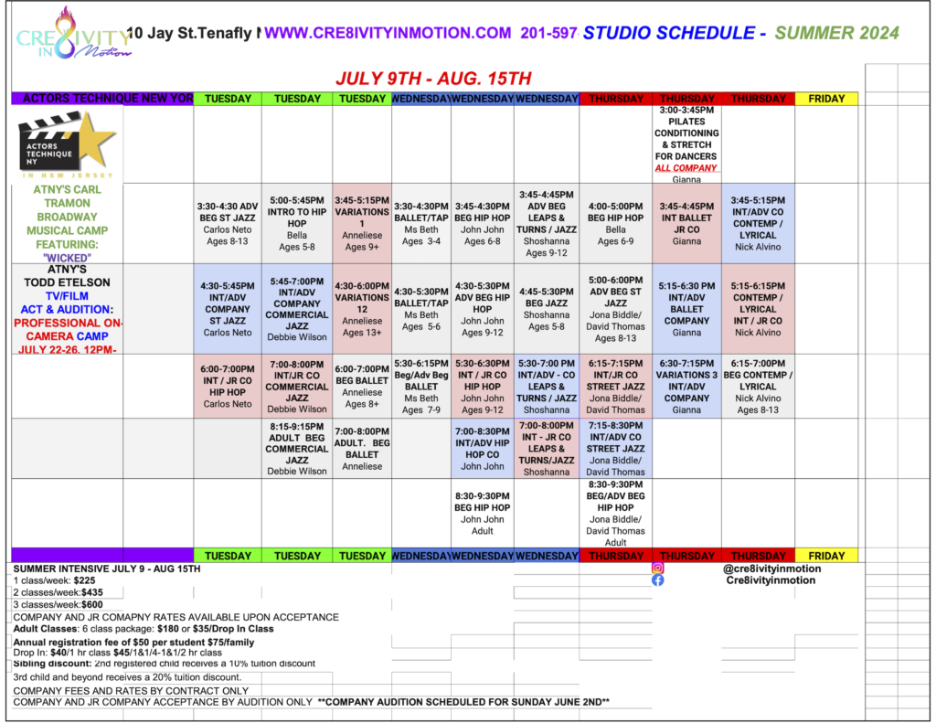 Schedule - CRE8IVITY