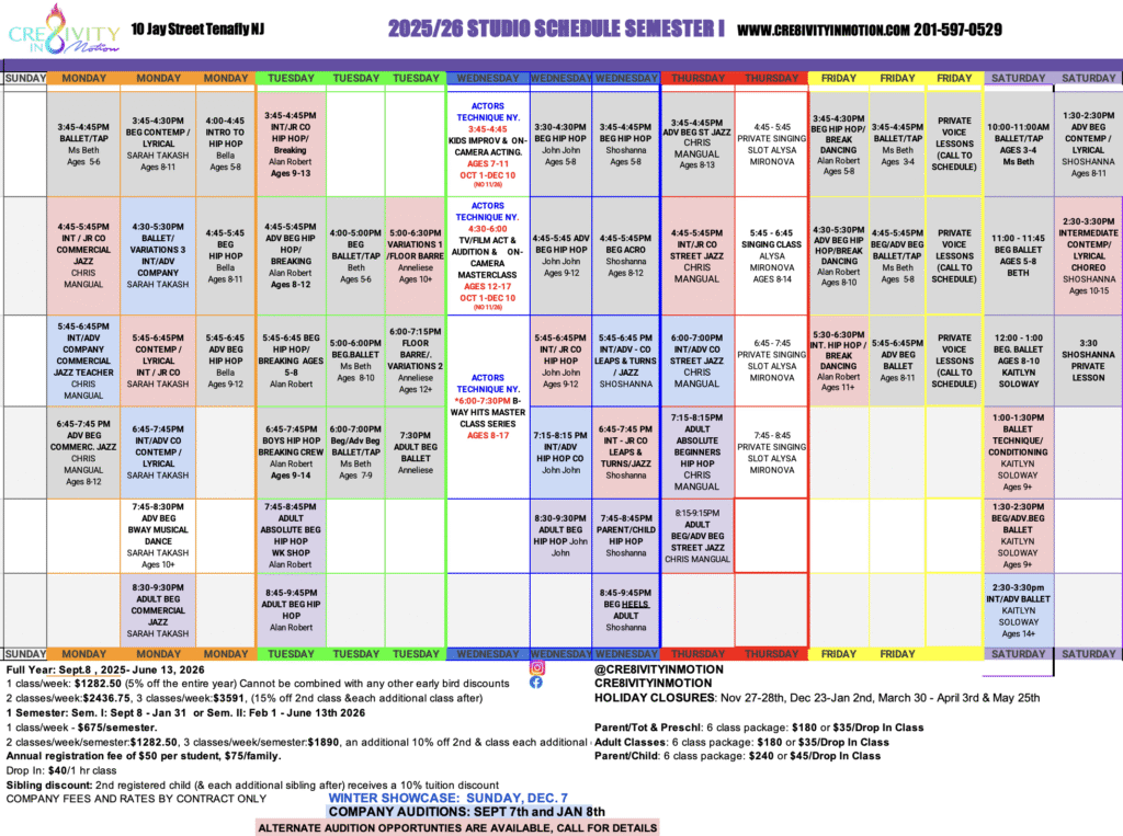 Schedule - CRE8IVITY